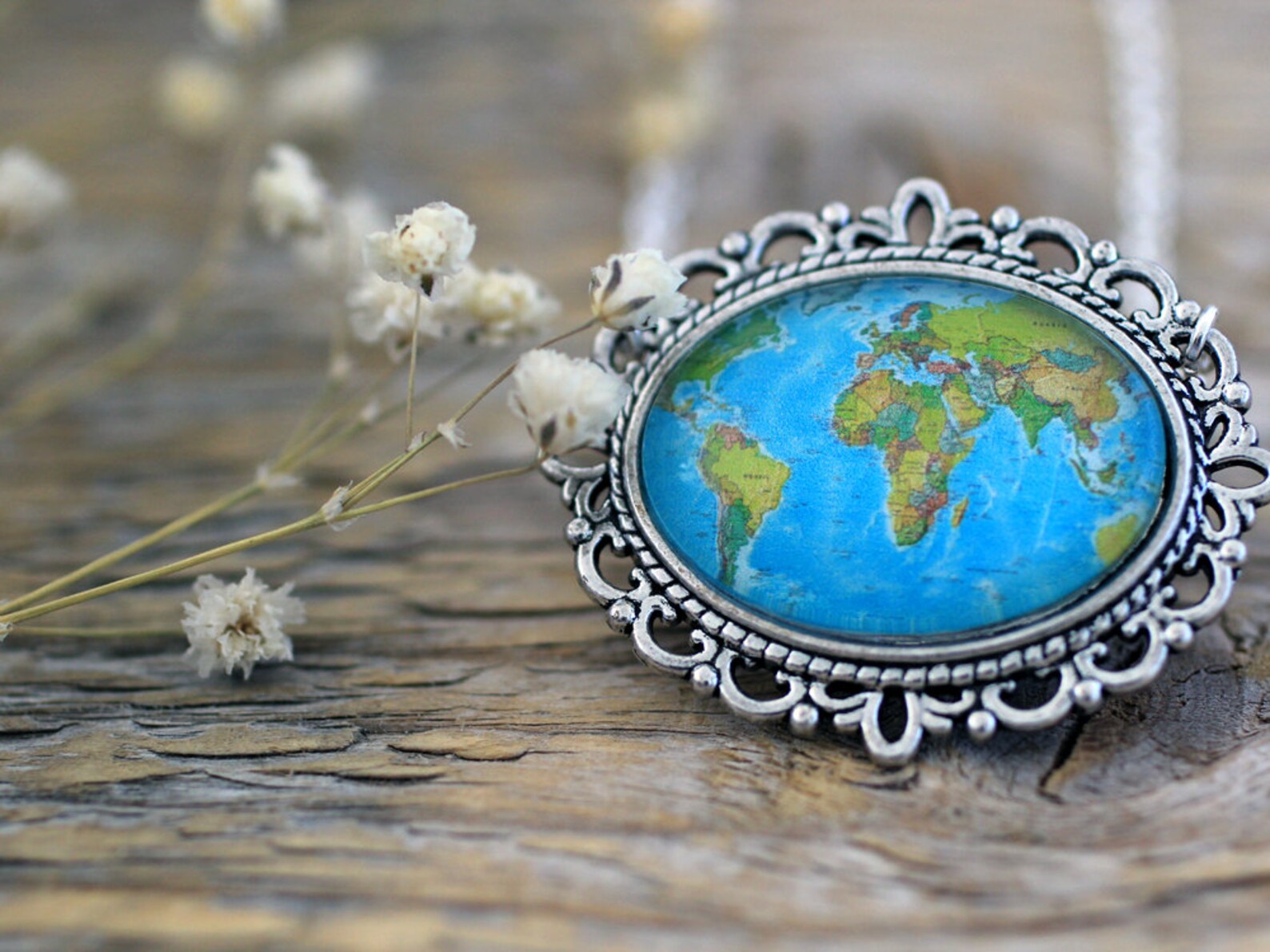 World Map Necklace Old Map Necklace Retro World Map World - Etsy
