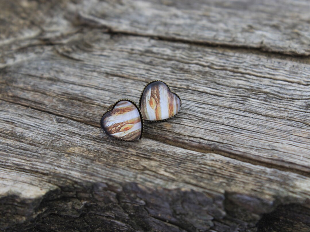 Jupiter, Planet Jupiter Earrings, Heart Shaped Planet Earrings, Planet ...