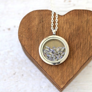Lavender Necklace, Lavender Locket, Real Lavender, Dried Lavender, Real ...