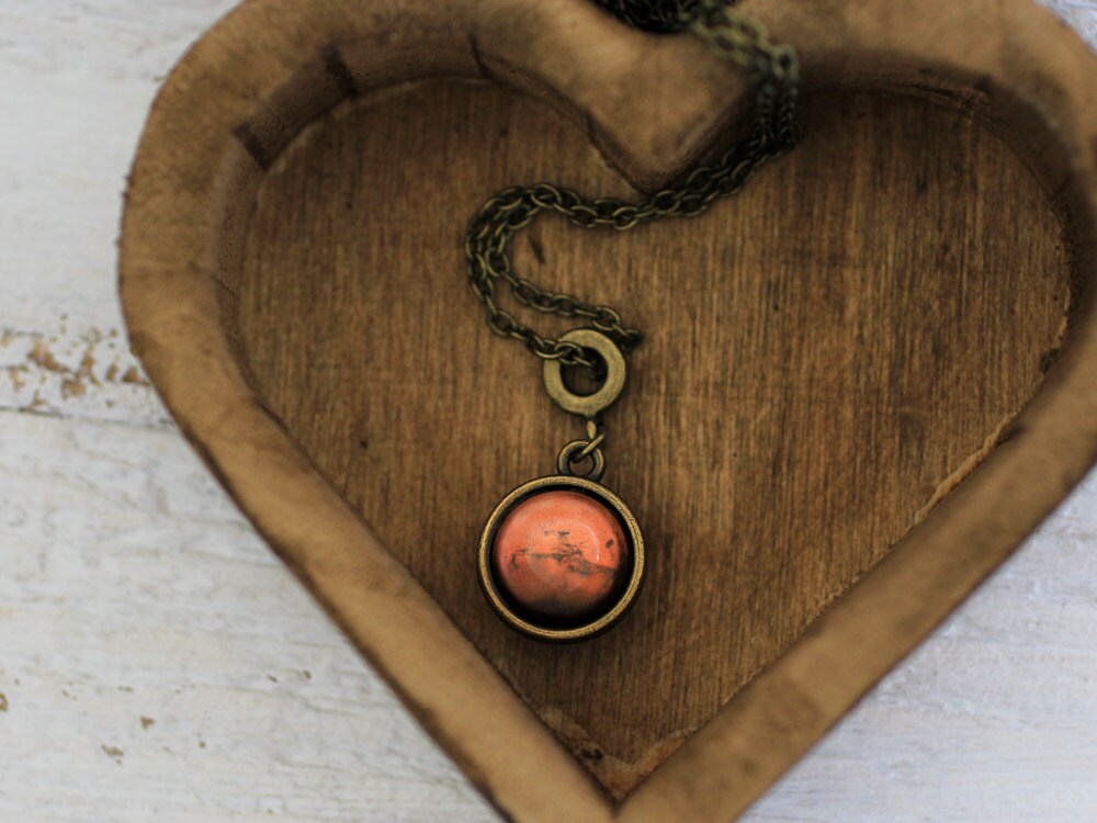 Mars Necklace, Mars Jewelry, Mars, Mars Pendant, Two Sided Mars ...