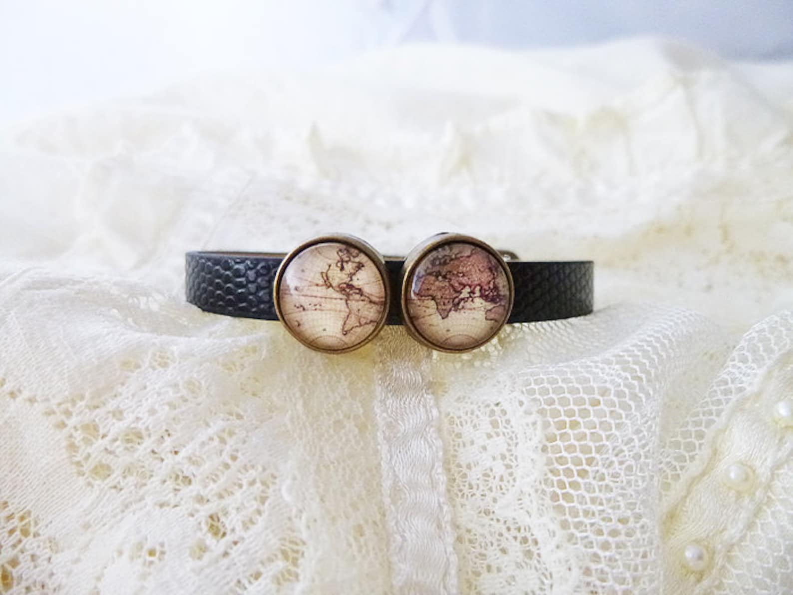 Retro Map Bracelet Map Bracelet Retro World Map Retro World | Etsy
