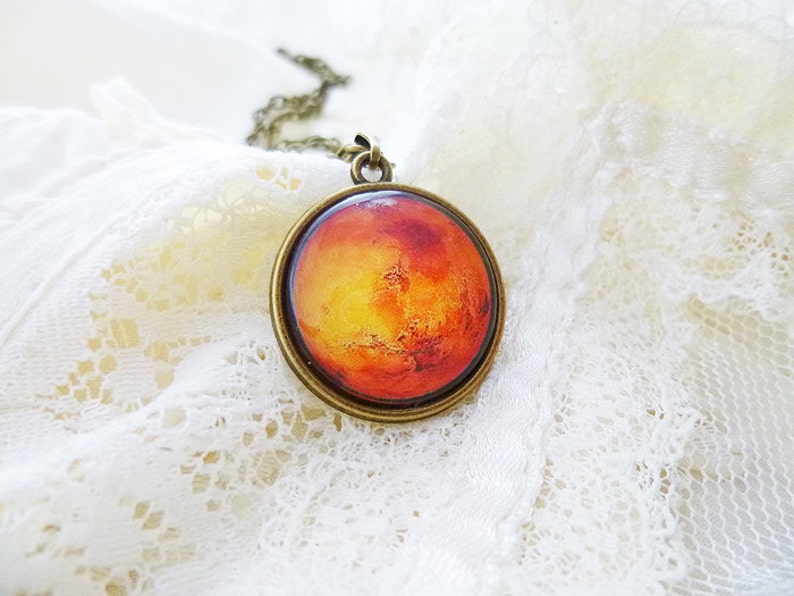 Mars Necklace Mars Solar System Necklace Planet Necklace | Etsy