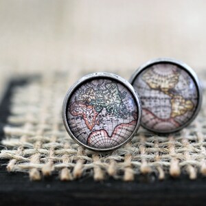 World Map Cufflinks, Antique World Map, Globe Cufflinks, World Map ...