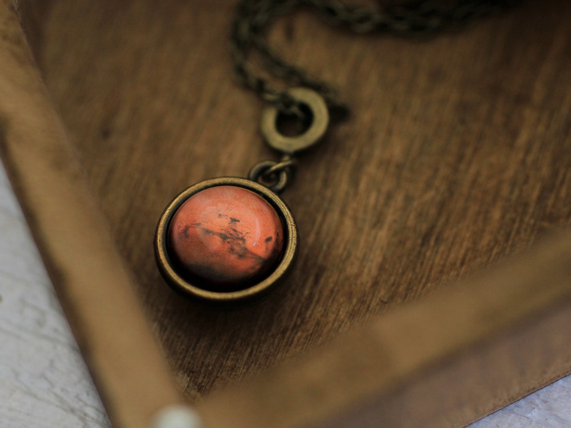Mars Necklace Mars Jewelry Mars Mars Pendant Two Sided | Etsy