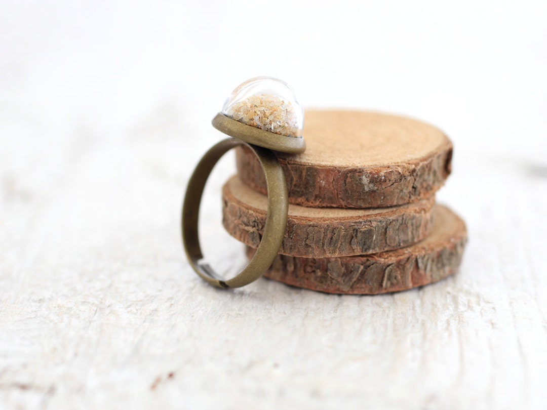 Beach Sand Ring, Floating Sand Ring, Sand Jewelry, Sand Ring, Golden ...