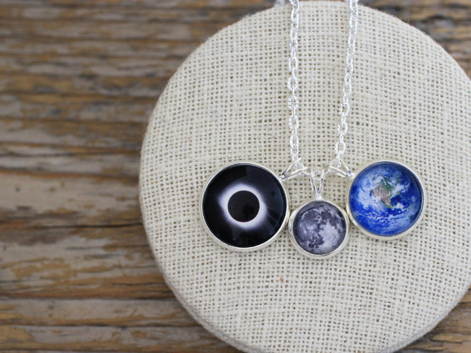 Solar Eclipse, Solar Eclipse Necklace, Sun Moon and Earth, Sun Jewelry ...