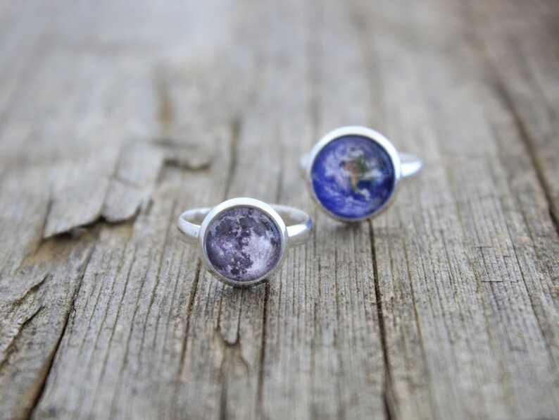 Earth and Moon Earth Moon Earth Ring Moon Ring Moon and | Etsy