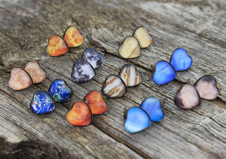 Neptune Planet Neptune Earrings Heart Shaped Planet - Etsy