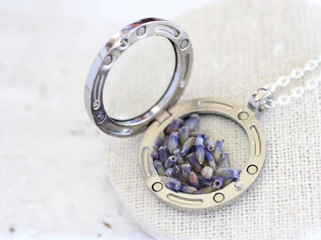 Lavender Necklace, Lavender Locket, Real Lavender, Dried Lavender, Real ...