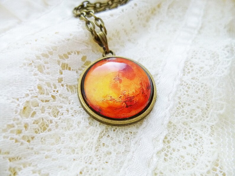 Mars Necklace Mars Solar System Necklace Planet Necklace | Etsy
