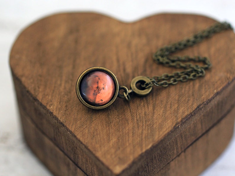 Mars Necklace, Mars Jewelry, Mars, Mars Pendant, Two Sided Mars ...