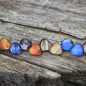 Mars, Planet Mars Earrings, Heart Shaped Planet Earrings, Planet Studs ...