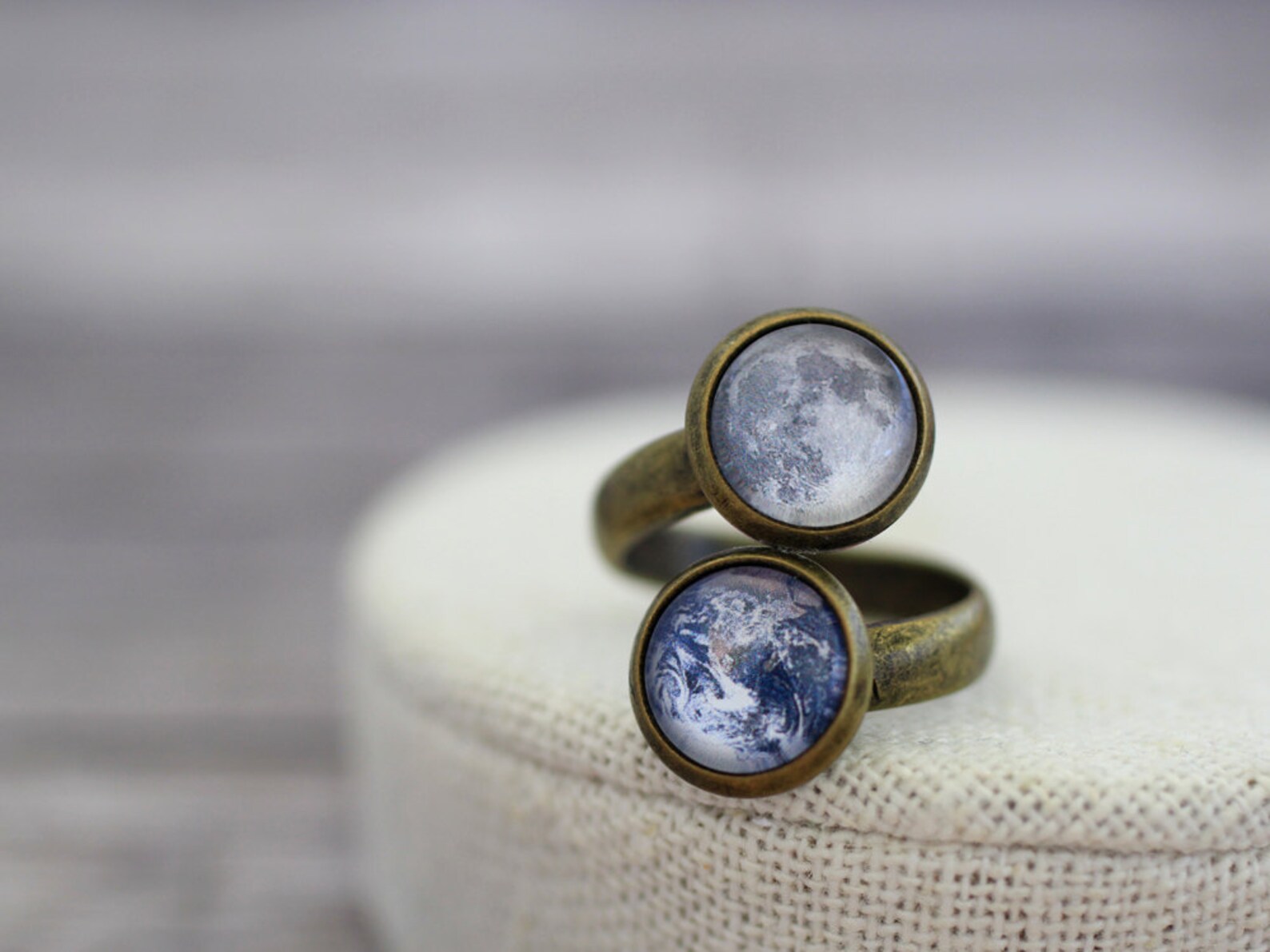 Planet Ring Solar System Ring Earth and Moon Ring Double - Etsy