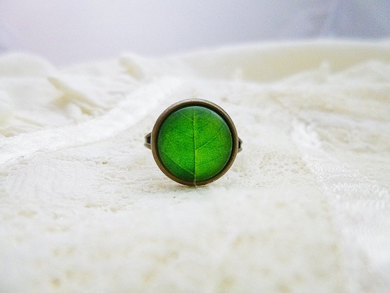 Leaf Ring, Green Leaf Ring, Spring Leaf Ring, Nature Ring, Spring Ring ...
