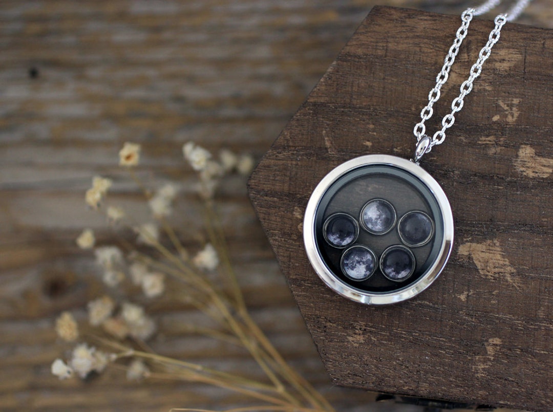 Birth Moon Locket Necklace, Family Birth Moon Phases, Birth Moon Phases ...