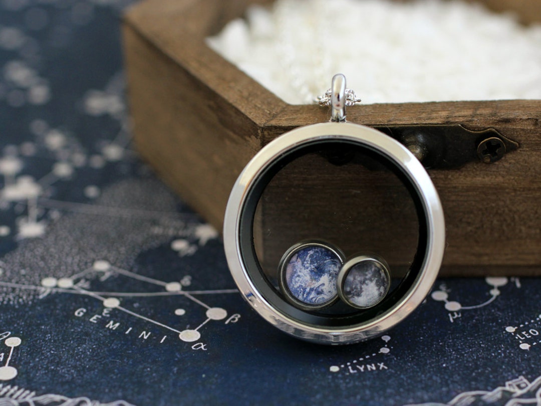 Earth, Moon, Earth and Moon, Earth and Moon Necklace, Earth Moon Locket ...