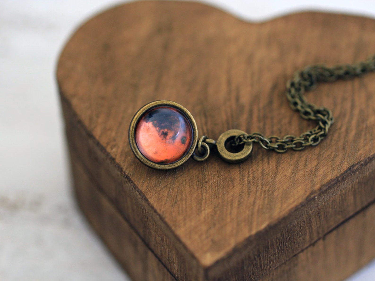 Mars Necklace, Mars Jewelry, Mars, Mars Pendant, Two Sided Mars ...