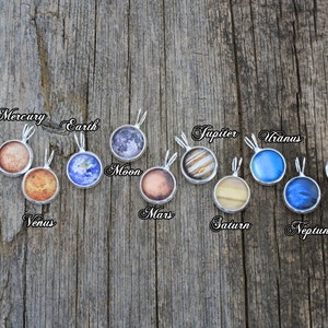 Tiny Planet Necklace, Planet Necklace, Earth Necklace, Jupiter, Moon ...