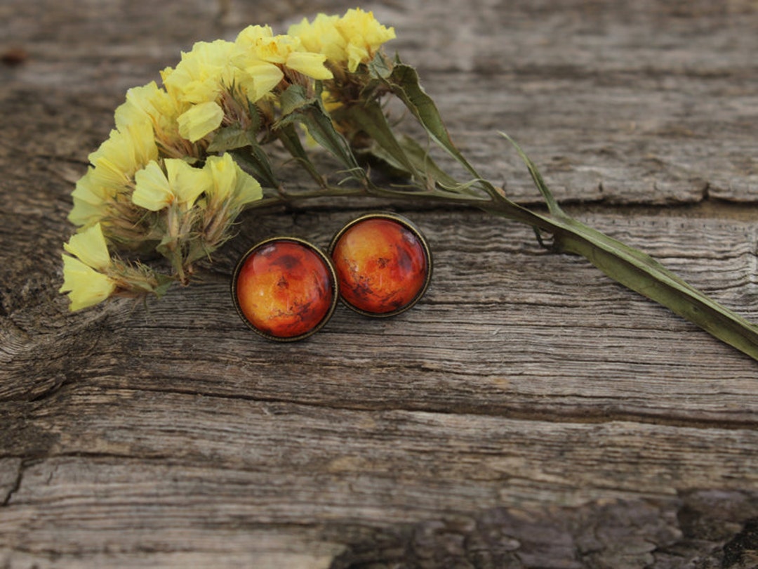 Mars Earrings, Mars Studs, Solar System Earrings, Planet Earrings ...