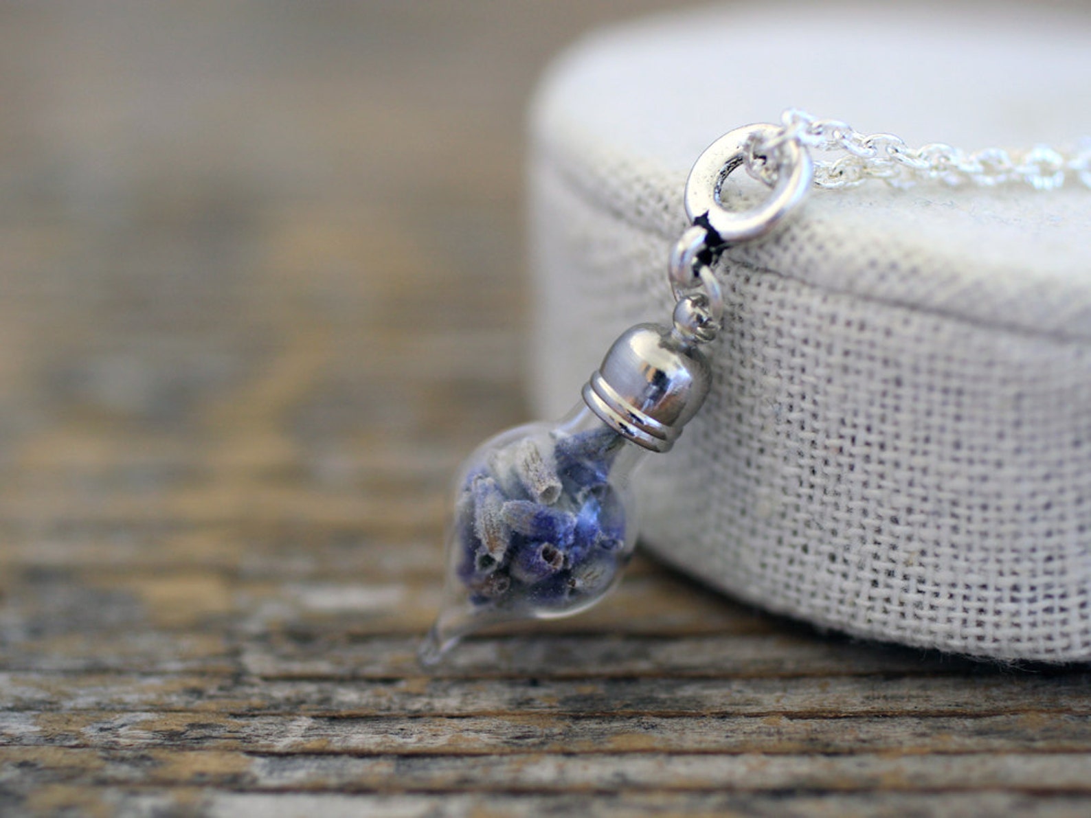 Lavender Necklace, Dried Lavender Necklace, Lavender Jewelry, Lavender ...