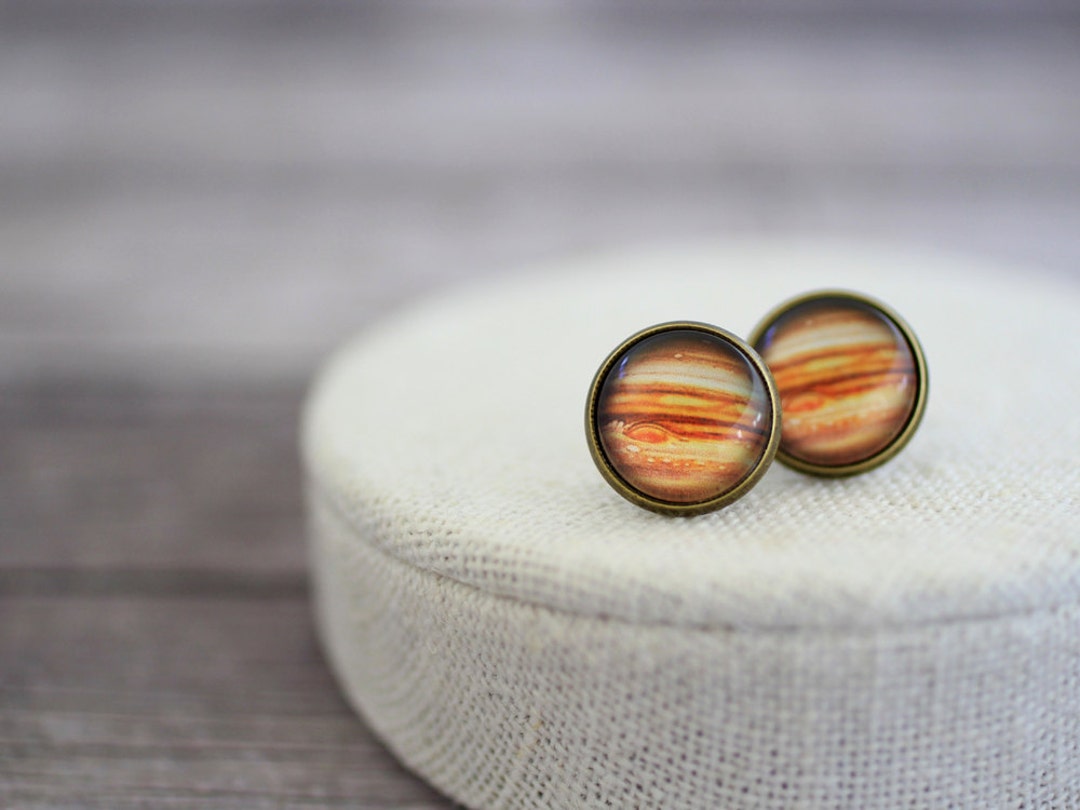 Jupiter Earrings, Jupiter Studs, Solar System Earrings, Jupiter, Planet ...