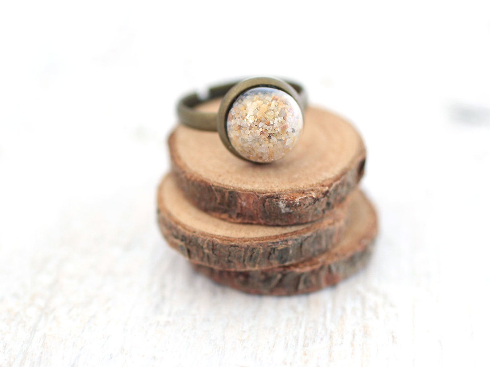 Beach Sand Ring, Floating Sand Ring, Sand Jewelry, Sand Ring, Golden ...