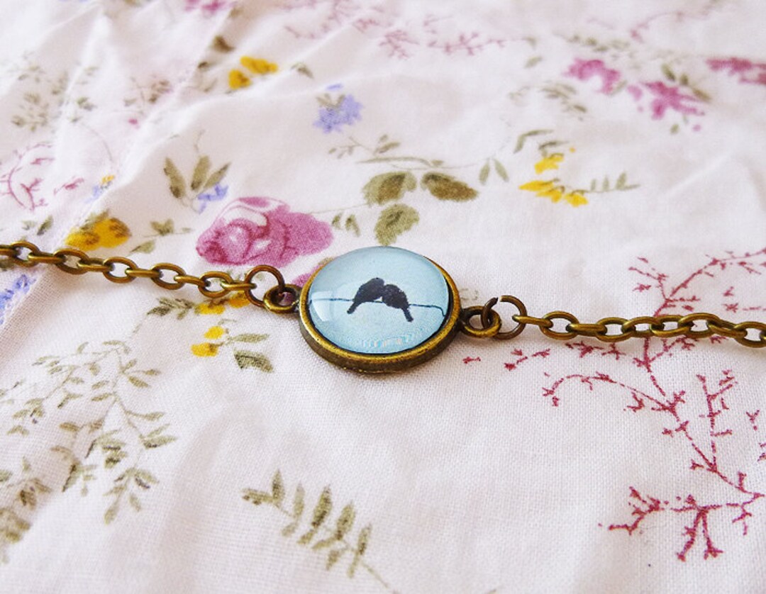 Birds Bracelet, Birds on a Wire, Retro Bracelet, Valentines Day, Love ...