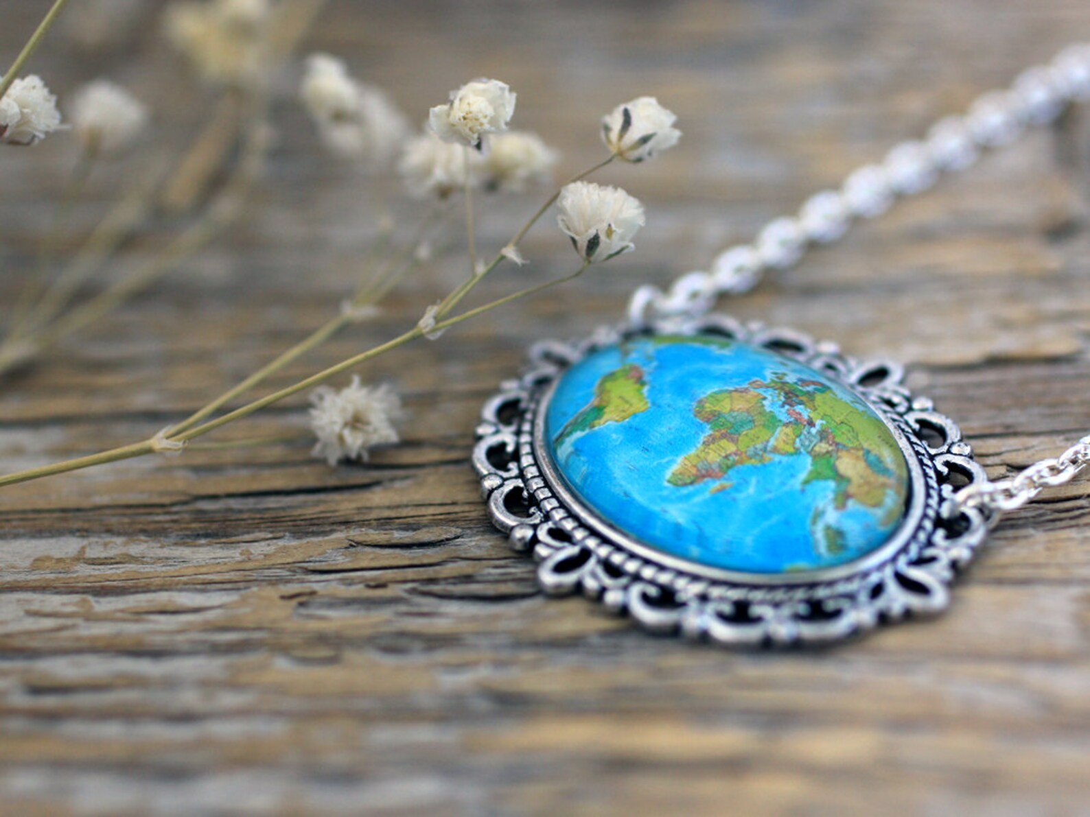 World Map Necklace Old Map Necklace Retro World Map World - Etsy