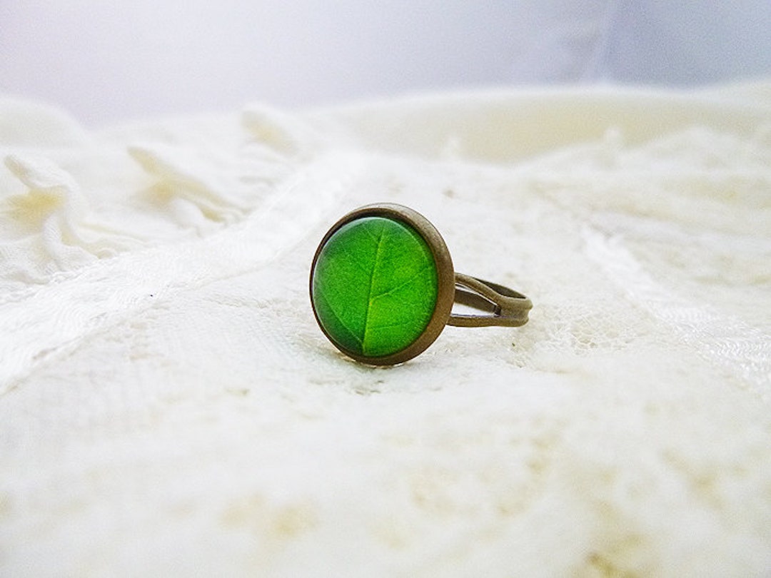 Leaf Ring, Green Leaf Ring, Spring Leaf Ring, Nature Ring, Spring Ring ...