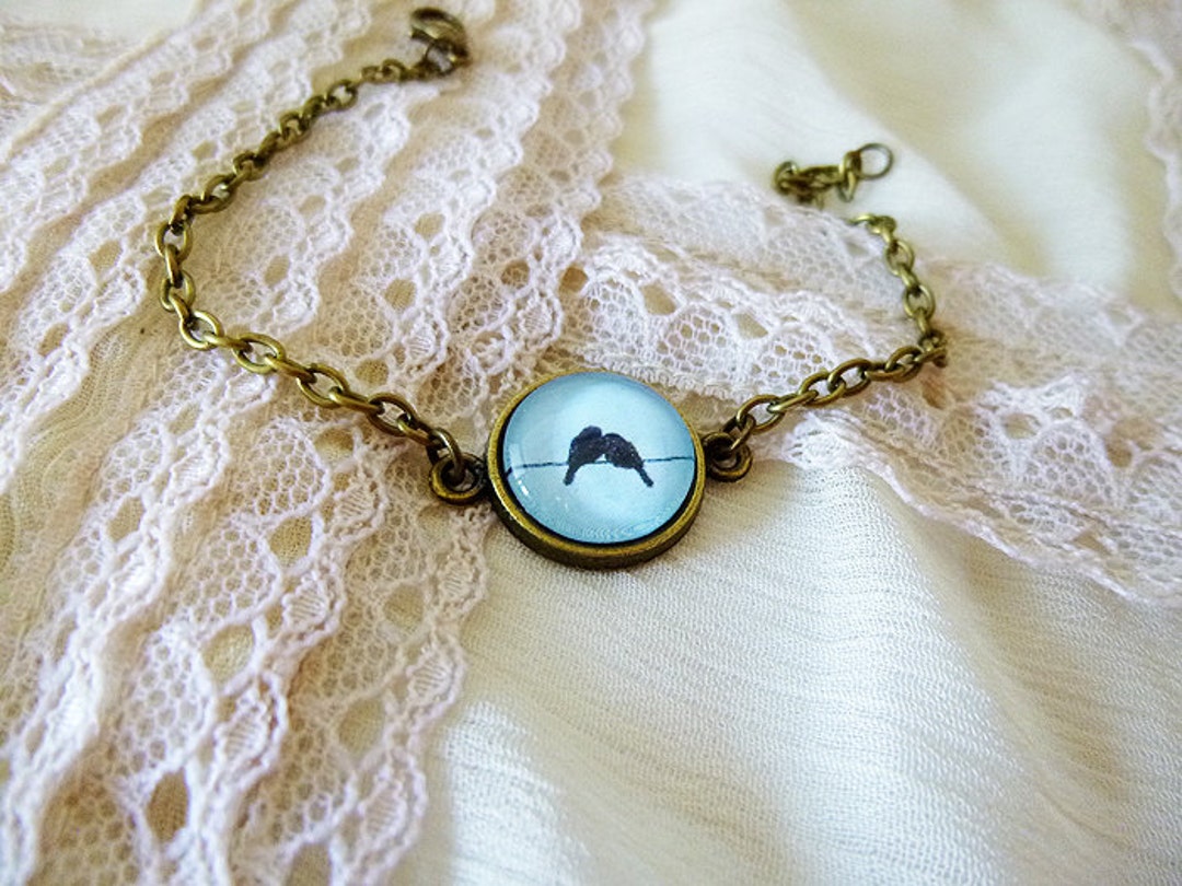Birds Bracelet, Birds on a Wire, Retro Bracelet, Valentines Day, Love ...