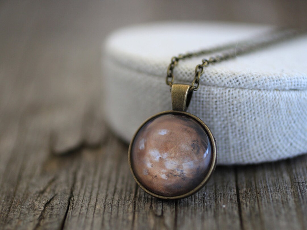 Planet Mars Necklace, Mars Necklace, Mars, Mars Jewelry, Mars Pendant ...