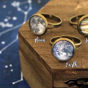 Planet Ring, Solar System Ring, Retro Planet Ring, Earth Ring, Moon ...