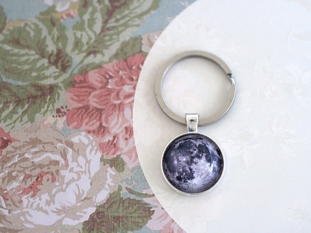 Moon Moon Keychain Full Moon Keychain Space Keychain | Etsy