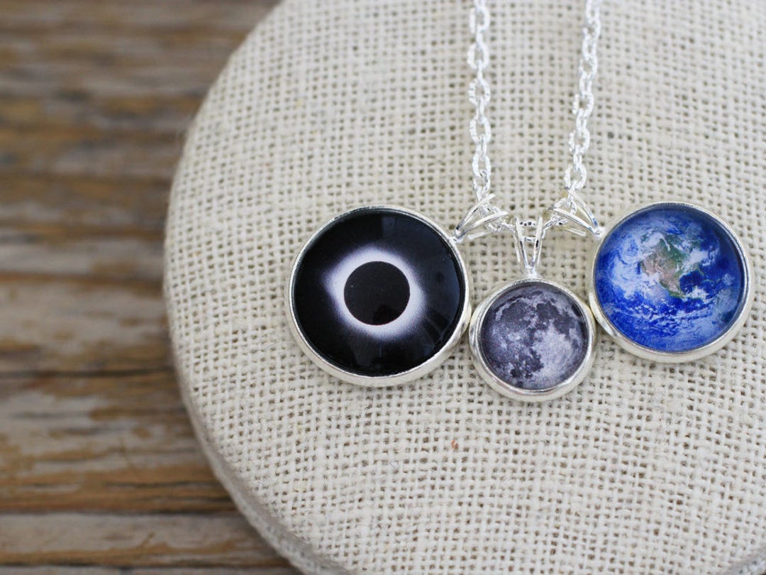 Solar Eclipse, Solar Eclipse Necklace, Sun Moon and Earth, Sun Jewelry ...