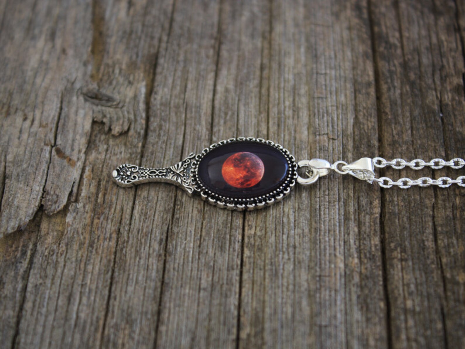 Lunar Eclipse Necklace, Red Moon Necklace, Moon Necklace, Lunar Eclipse ...