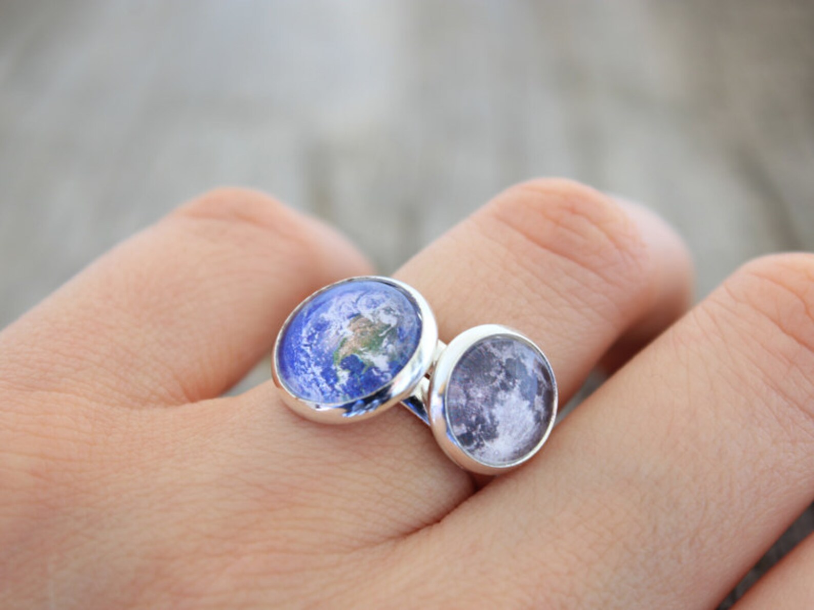 Earth and Moon Earth Moon Earth Ring Moon Ring Moon and | Etsy