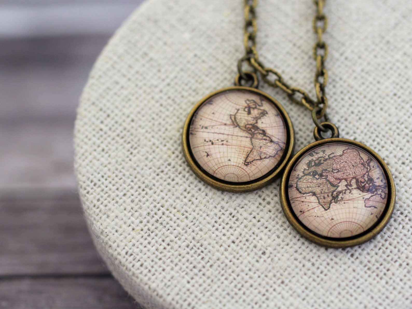 World Map Necklace World Map Retro Map Necklace Old Map - Etsy