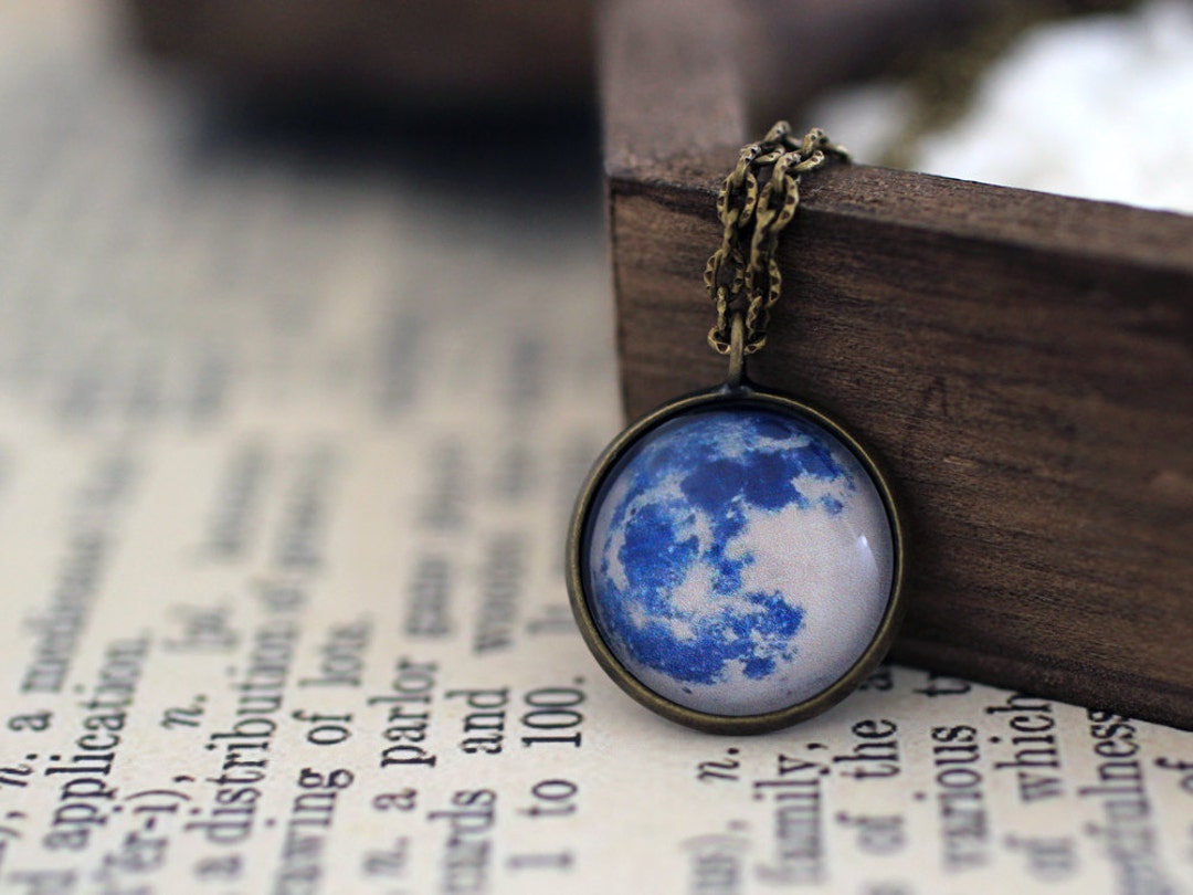 Blue Moon, Blue Moon Necklace, Blue Full Moon, Full Moon Necklace, Moon ...