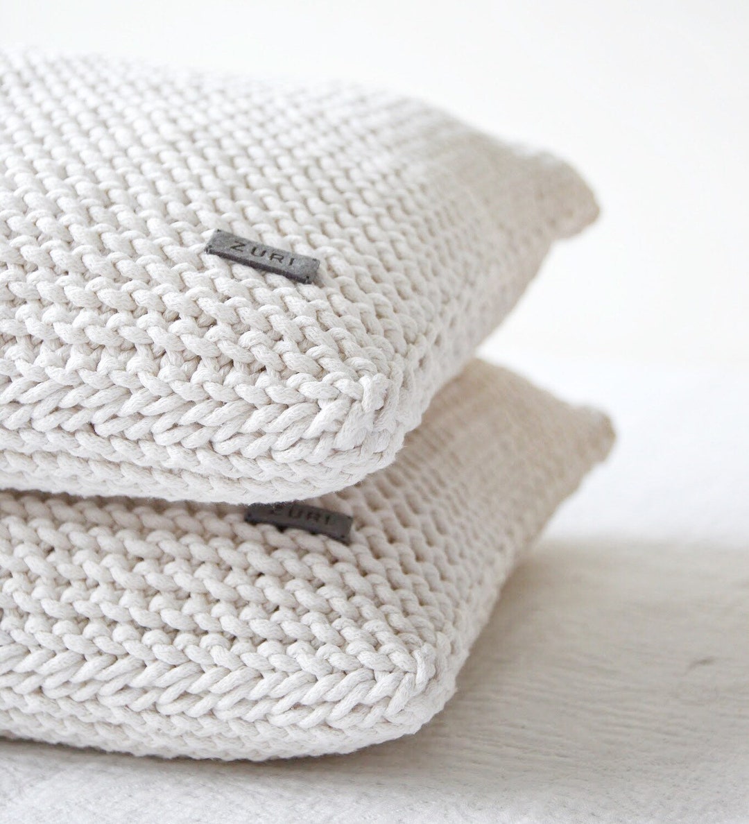 SET of 2 Chunky Knit Throw Pillows | 27 Colours | Chunky Knitted Cream ...