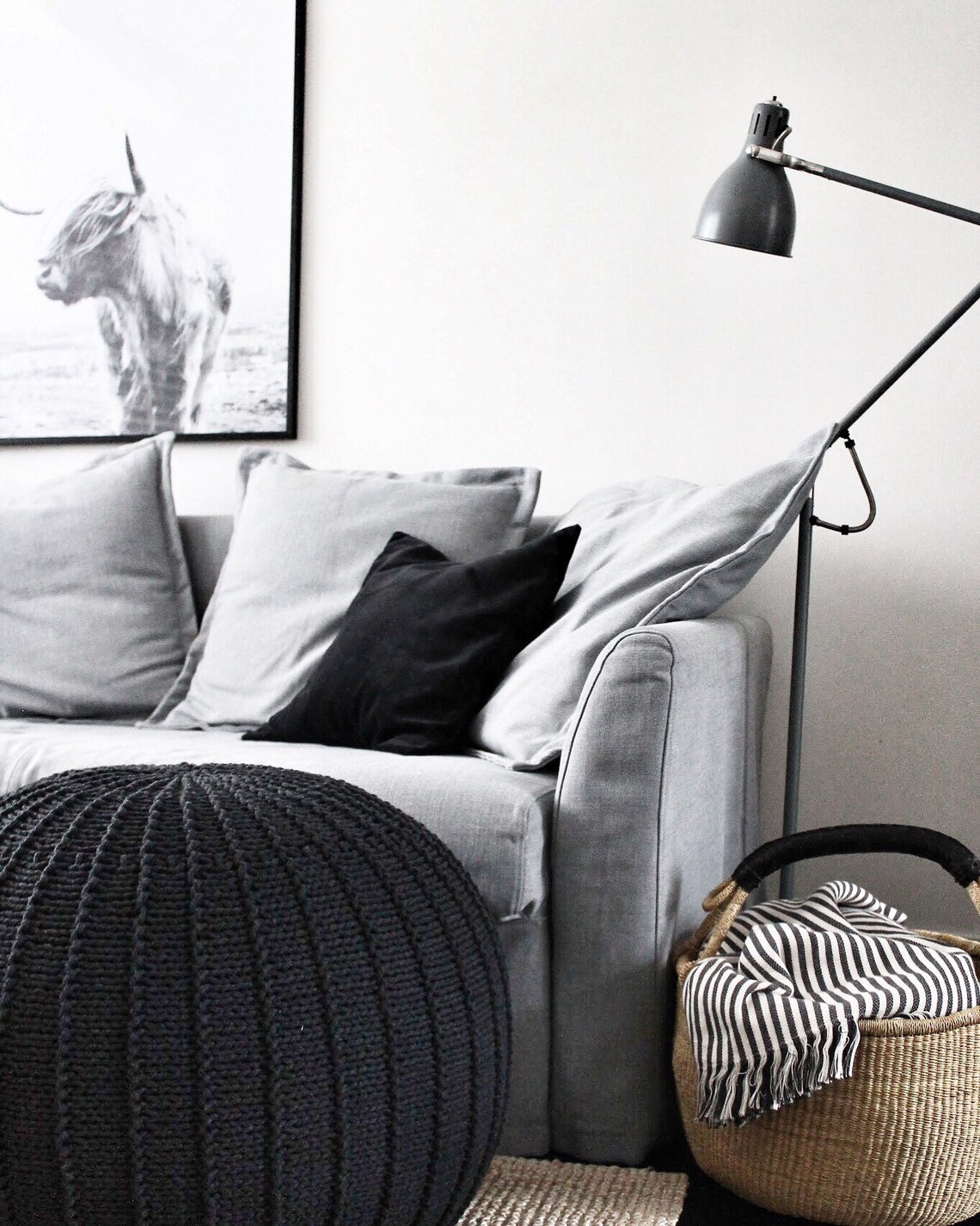 Knitted Footstool Pouf Large Knitted Pouf Ottoman Cozy Home | Etsy