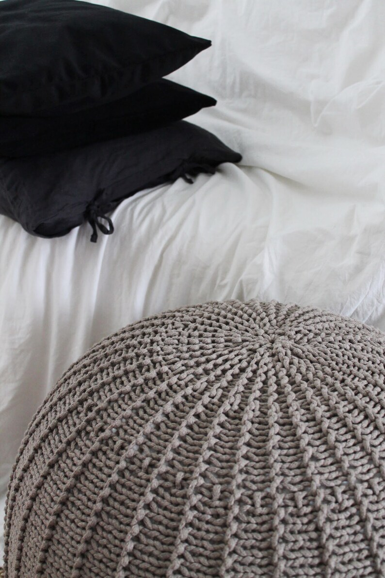 Knitted Footstool Pouf Large Knitted Pouf Ottoman Cozy Home | Etsy