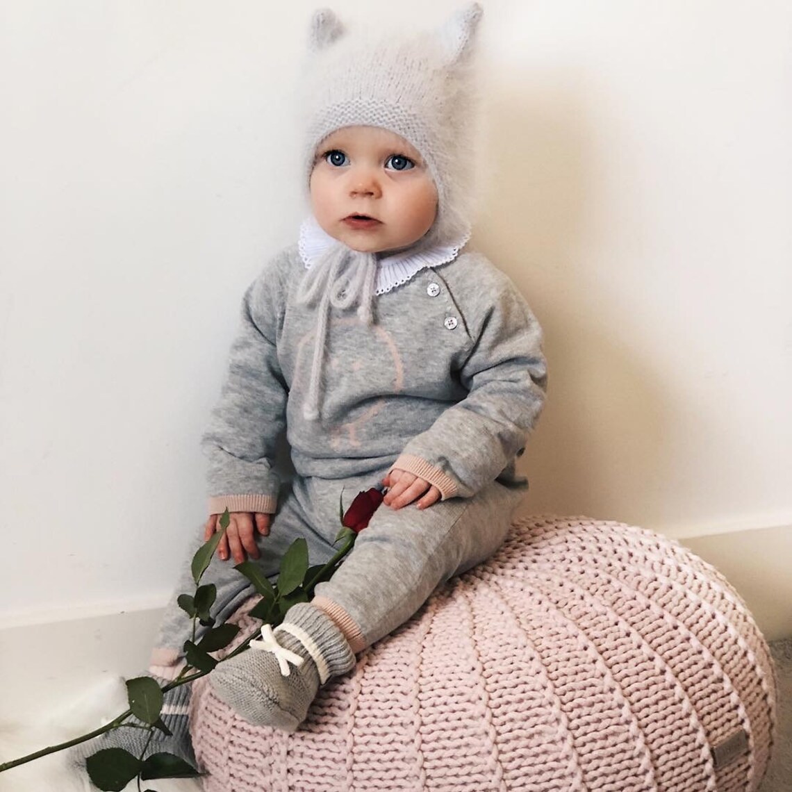 Kids Knitted Footstool Crochet Pouf Ottoman Pink Knitted - Etsy