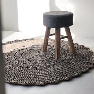 Round Nursery Rug Neutral, Nursery Décor Neutral Rug, Round Crochet Rug ...