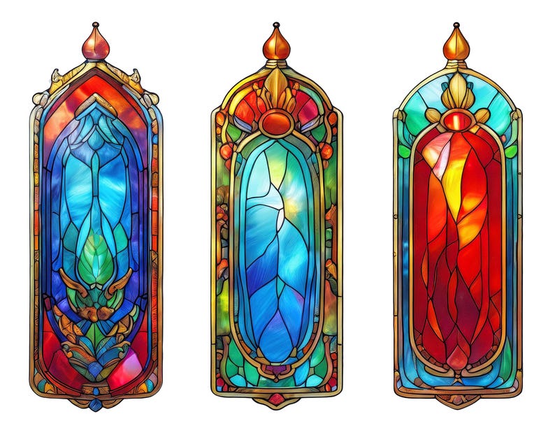 Printable Stained Glass Bookmarks - Set of 18 | PDF Download | 5 Pages ...