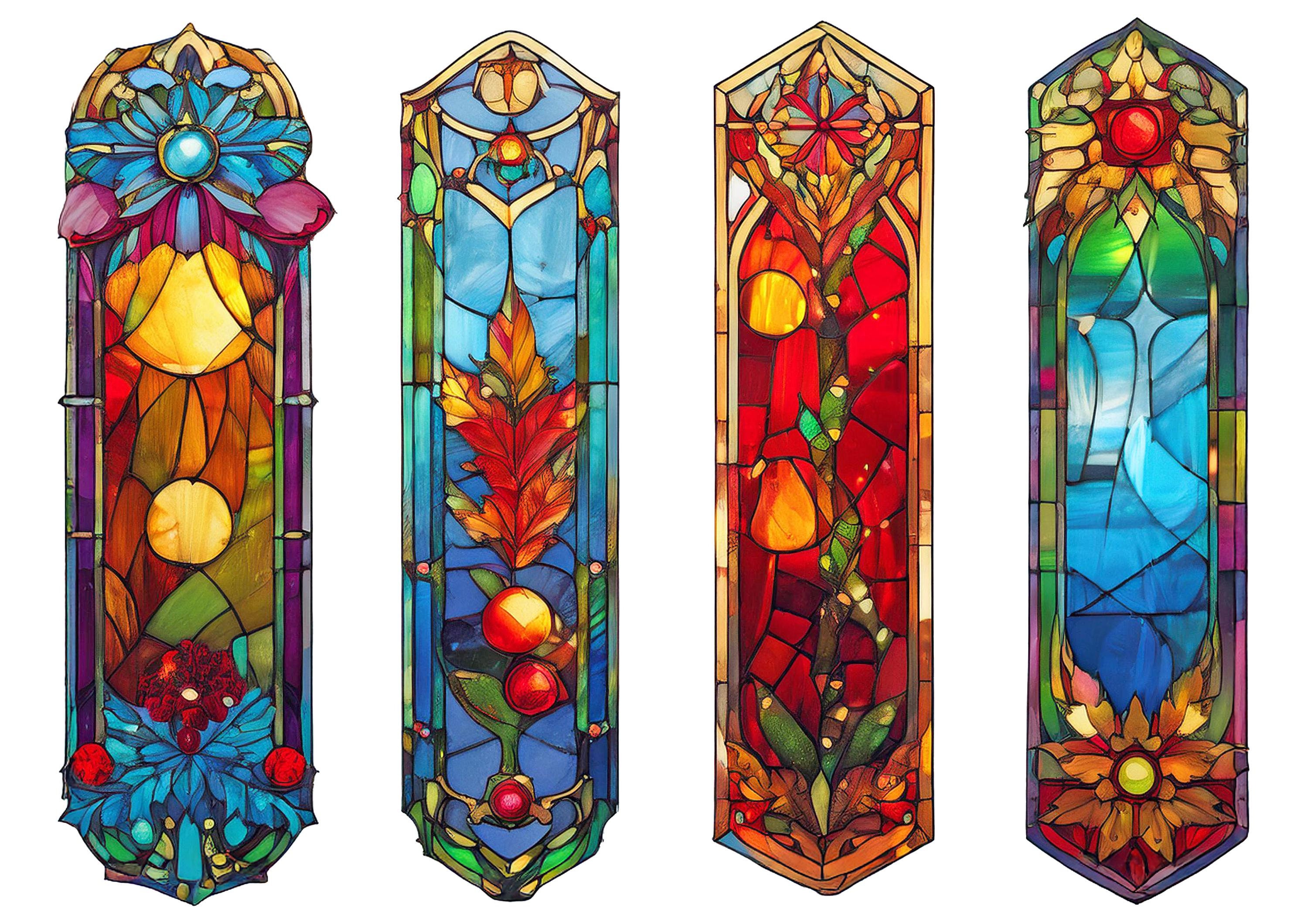 Printable Stained Glass Bookmarks - Set of 18 | PDF Download | 5 Pages ...