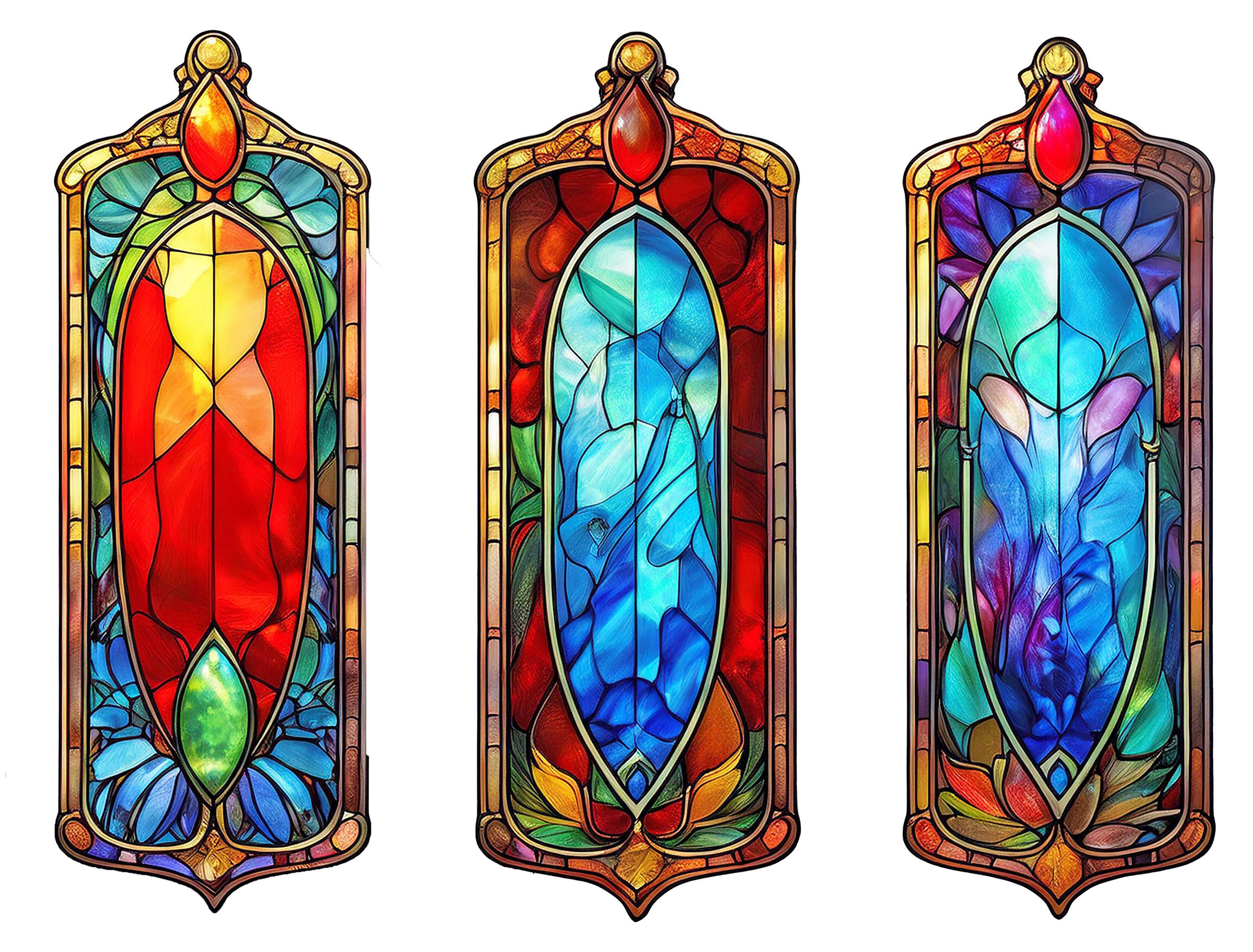 Printable Stained Glass Bookmarks - Set of 18 | PDF Download | 5 Pages ...