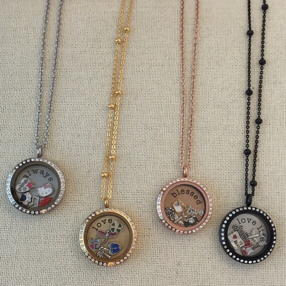 Customizable Large Charm Locket With Crystals Includes 1 - Etsy