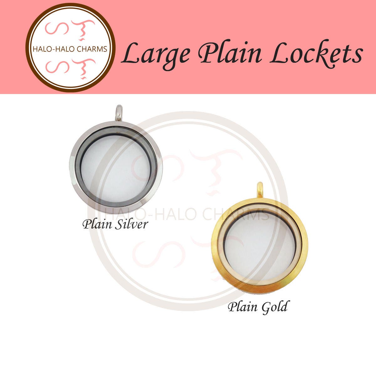 Customizable Floating Plain Silver or Brushed Gold Locket W/ Chain ...