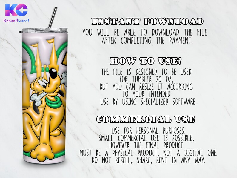 3D Inflatable Puff Design Cartoon Characters 20 Oz Skinny - Etsy