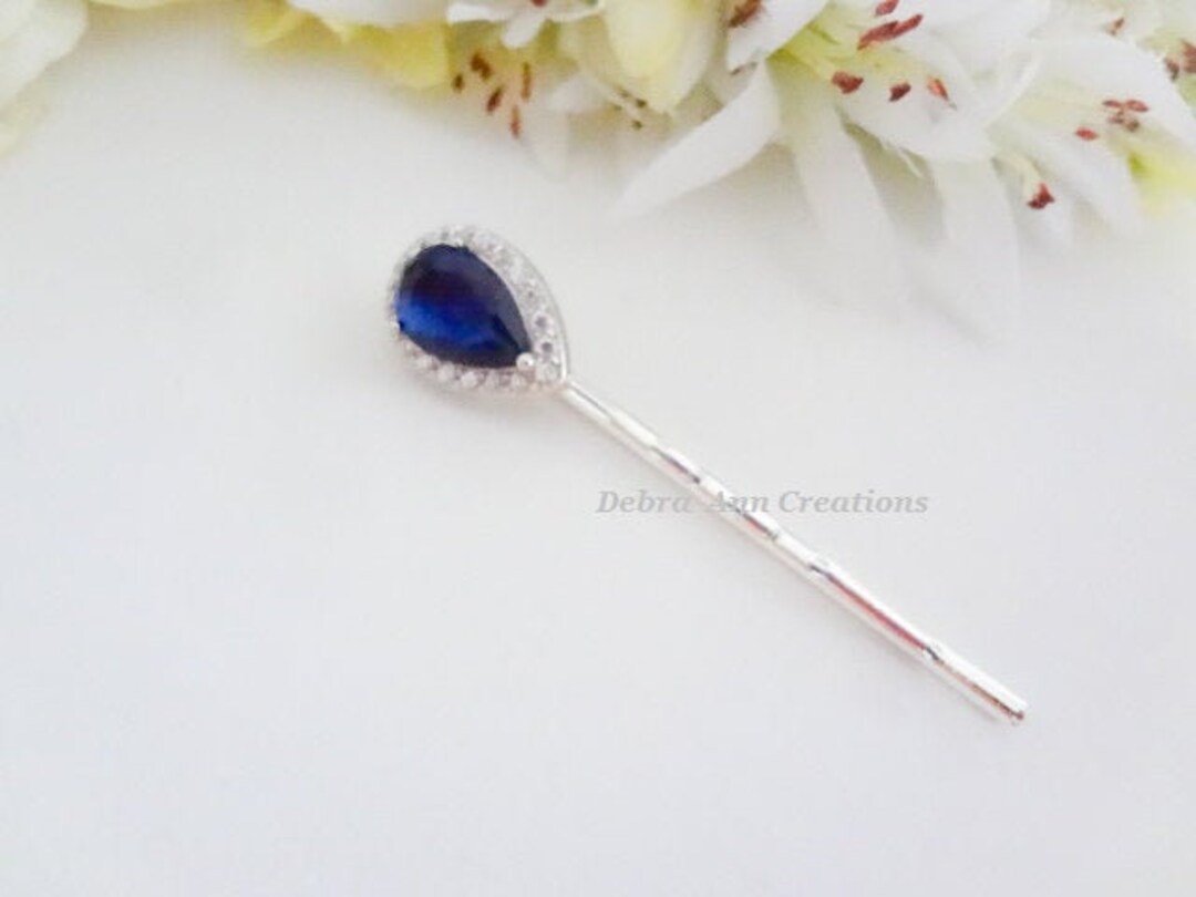 Sapphire Hair Pin Wedding Hair Accessories Bride Hair Piece Silver ...